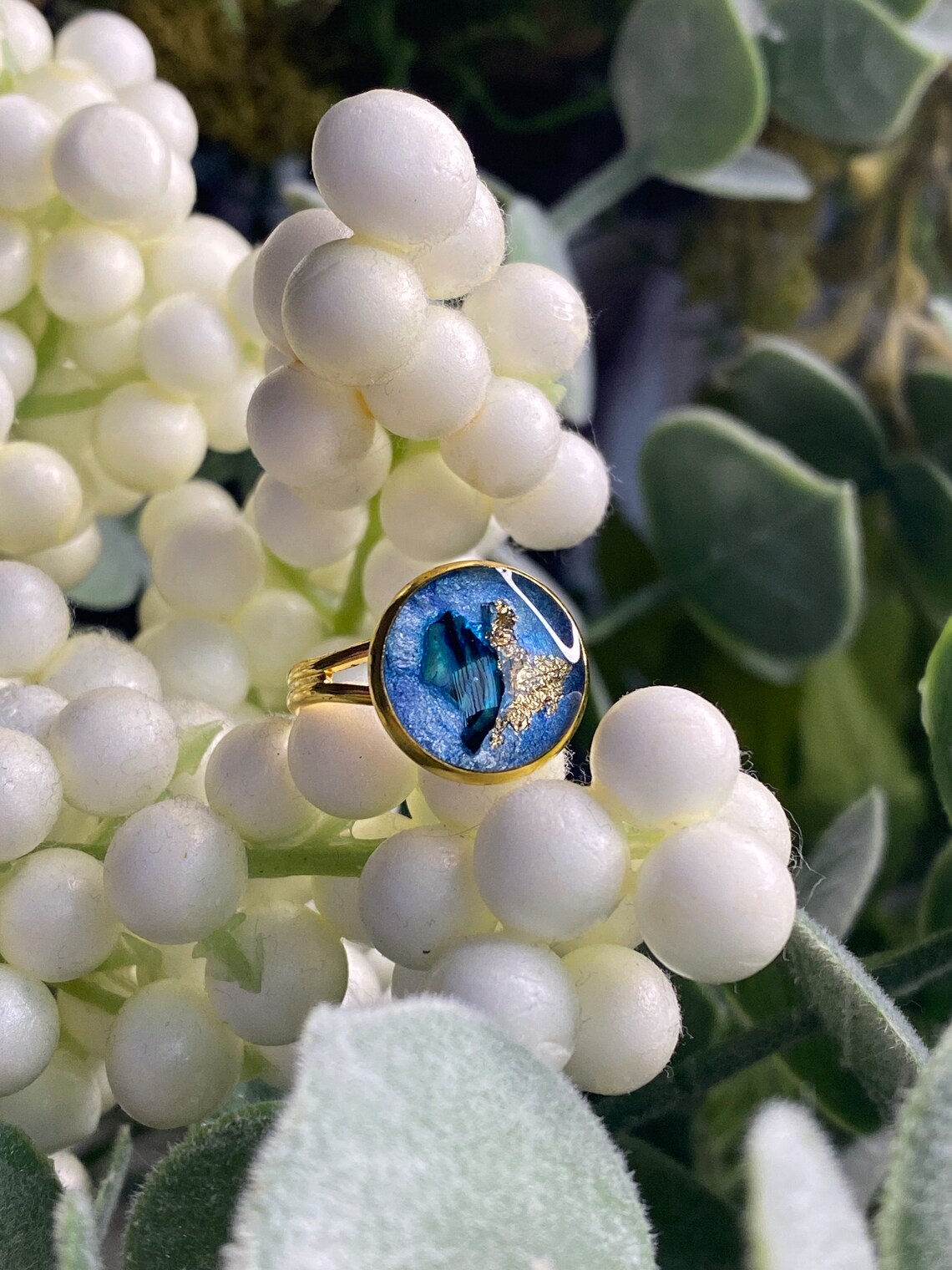 Blue Seashell Ring, Unique Gift for Her Birthday, Resin Jewelry ...