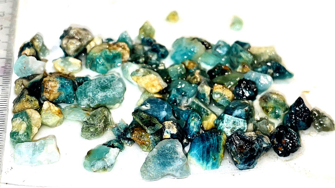 Translucent Grandidierite Very Rare Crystals - Green Blue Yellow Colors ...