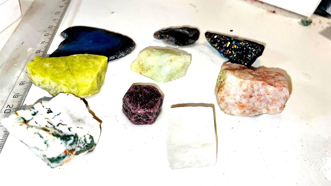 Gemstones Mix Pack: Aquamarine, Iceland Spar Calcite,agates, Jade ...