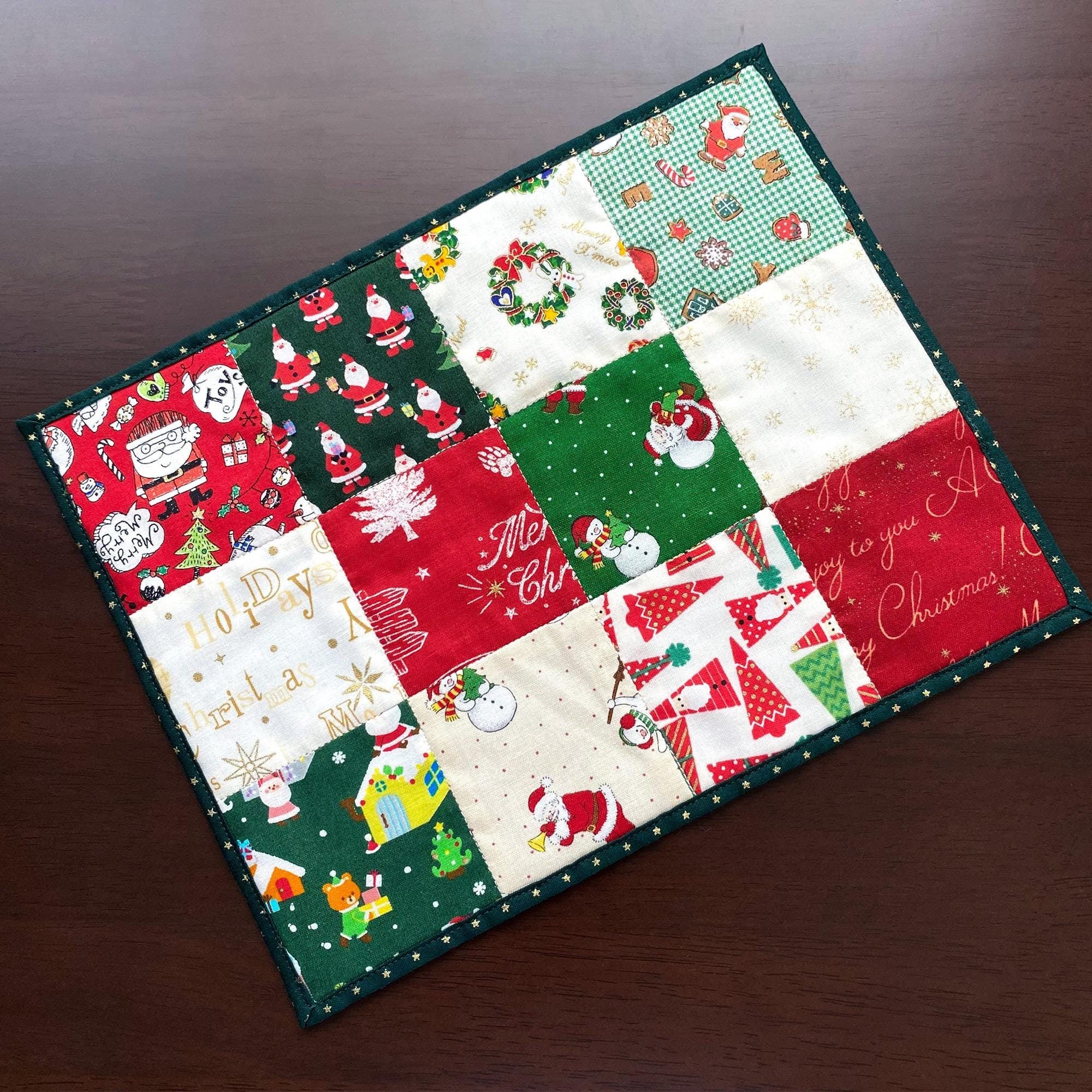 Christmas Mug Rug, Xmas Pattern Fabric Mug Rug, Handmade Holiday Mug ...