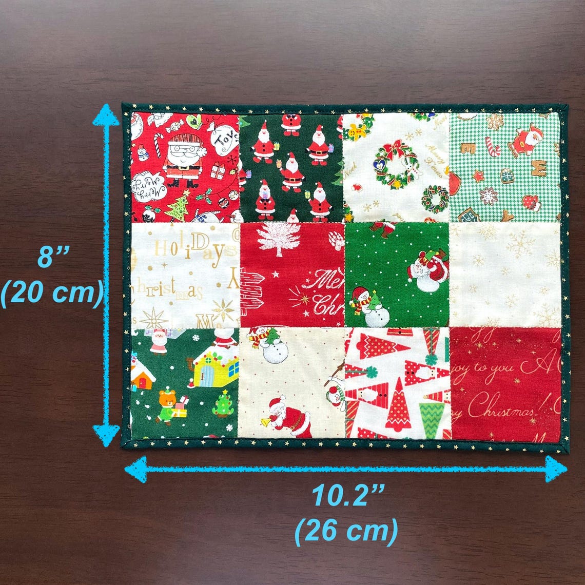 Christmas Mug Rug, Xmas Pattern Fabric Mug Rug, Handmade Holiday Mug ...