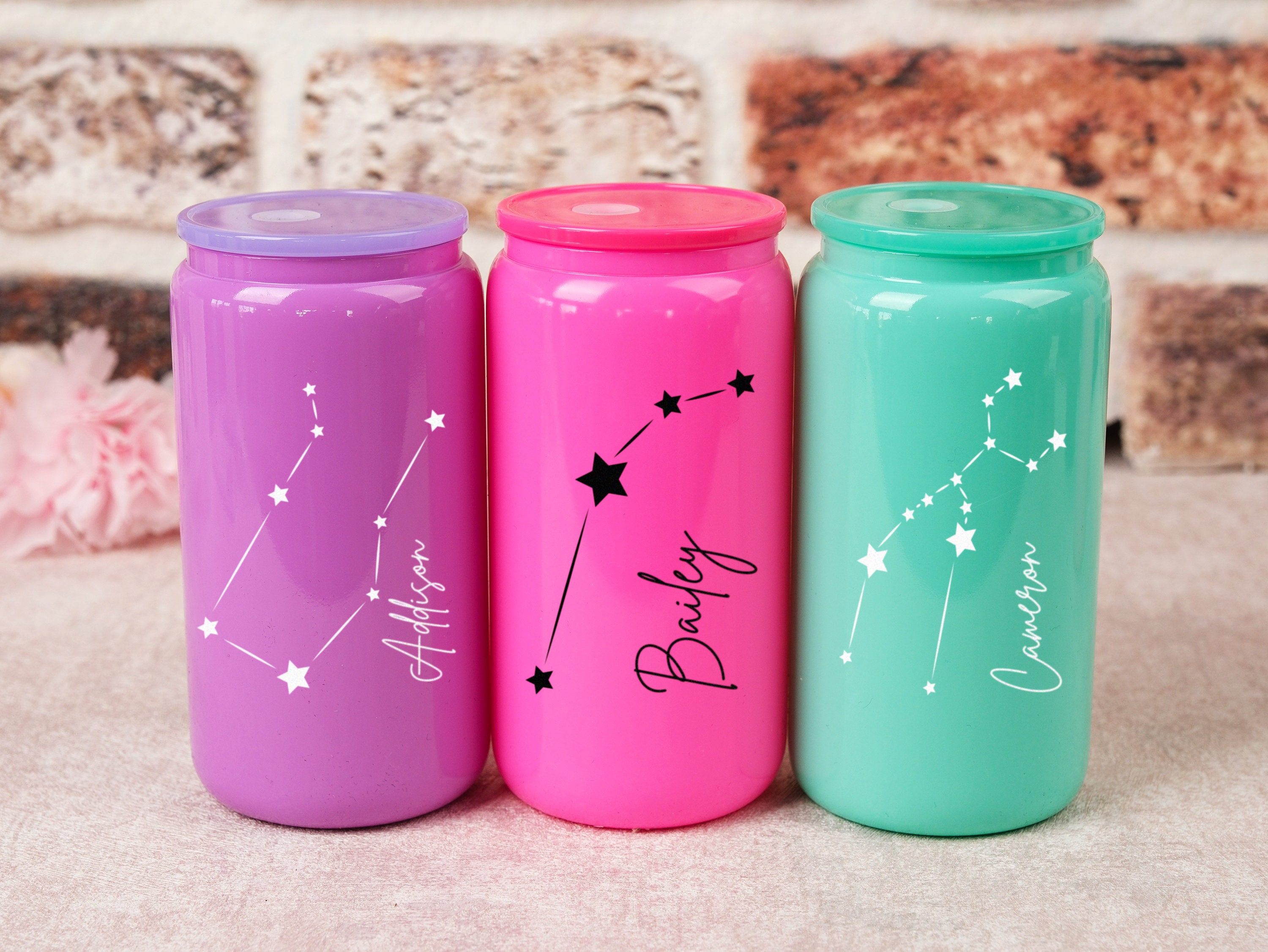 Custom Zodiac Star Glass Cup, Zodiac Star Iced Coffee Cup, Coffee Cup ...