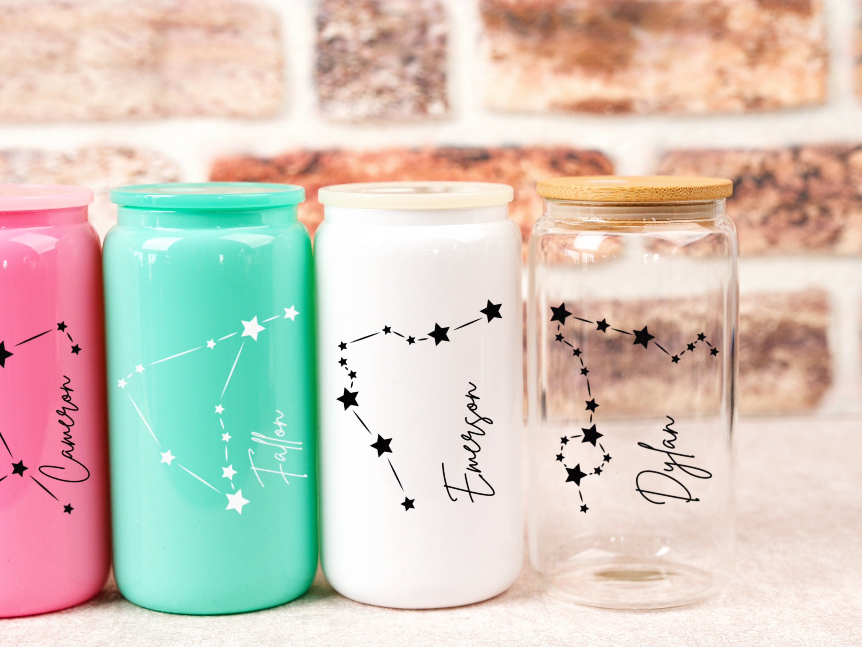 Custom Zodiac Star Glass Cup, Zodiac Star Iced Coffee Cup, Coffee Cup ...