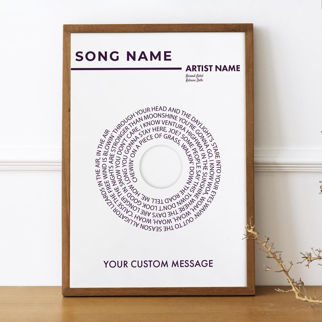 Personalized Music Poster, Custom Song Lyrics Frame, Circular Lyrics ...