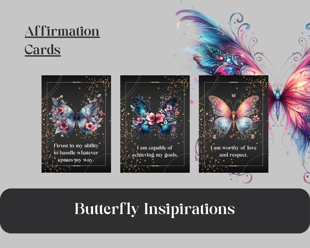 Affirmation Cards - 20 X Butterfly Themed Affirmation Cards - Etsy