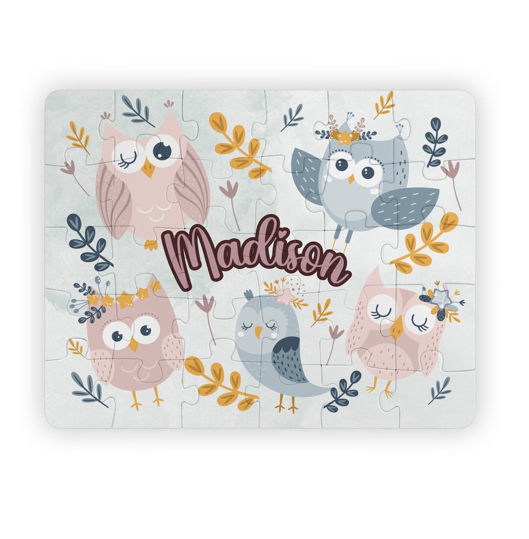 Personalized Cute Owls Kids' Puzzle, Cute Kids 30-piece Puzzle, Custom ...