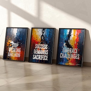 Set of 3 Motivational Posters, Digital Wall Art, Inspirational Quotes ...