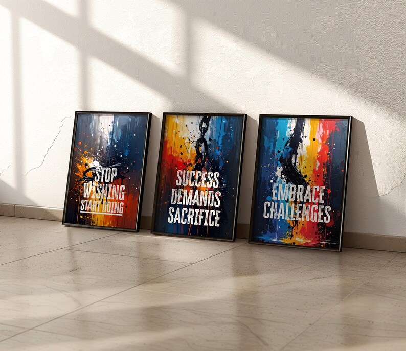 Set of 3 Motivational Posters, Digital Wall Art, Inspirational Quotes ...