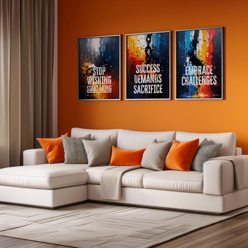 Set of 3 Motivational Posters, Digital Wall Art, Inspirational Quotes ...