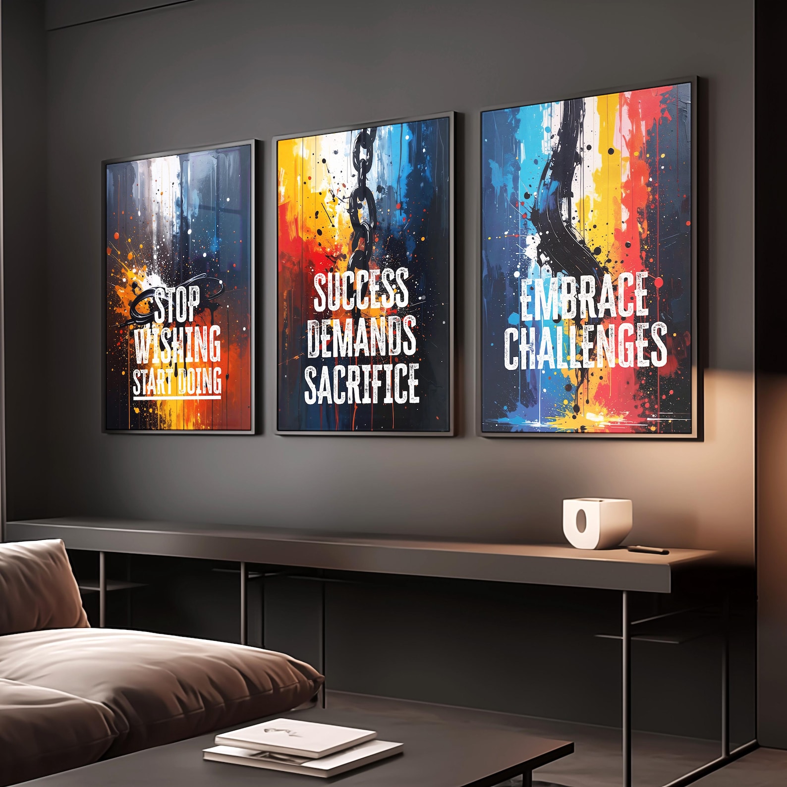 Set of 3 Motivational Posters, Digital Wall Art, Inspirational Quotes ...