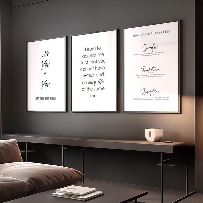Set of 3 Motivational Posters | Sacrifice Persistence Discipline ...