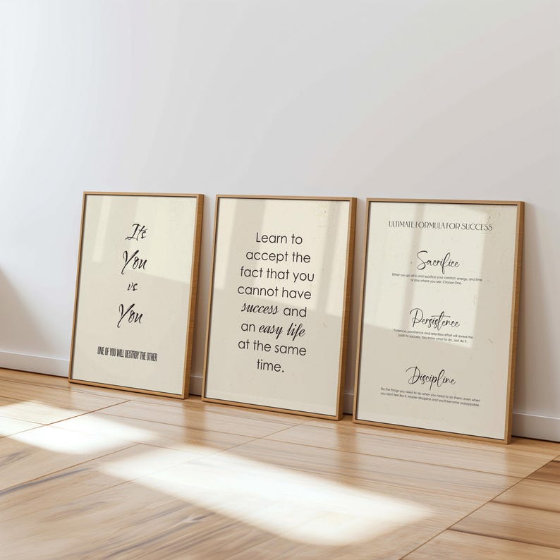 Set of 3 Motivational Posters | Sacrifice Persistence Discipline ...