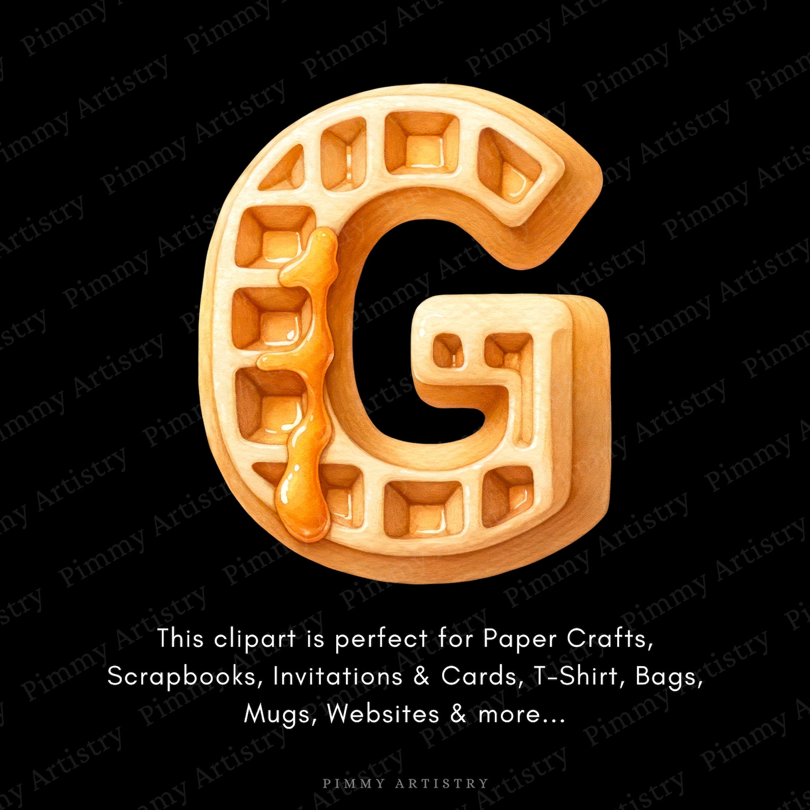 Sweet Waffle Watercolor Clipart: Alphabet & Numbers Set, Waffle Letters ...