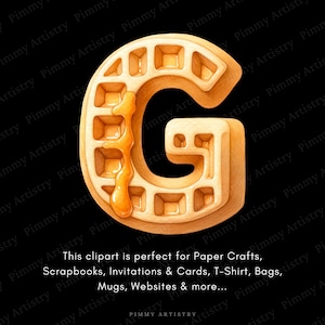 Sweet Waffle Watercolor Clipart: Alphabet & Numbers Set, Waffle Letters ...