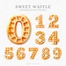 Sweet Waffle Watercolor Clipart: Alphabet & Numbers Set, Waffle Letters ...