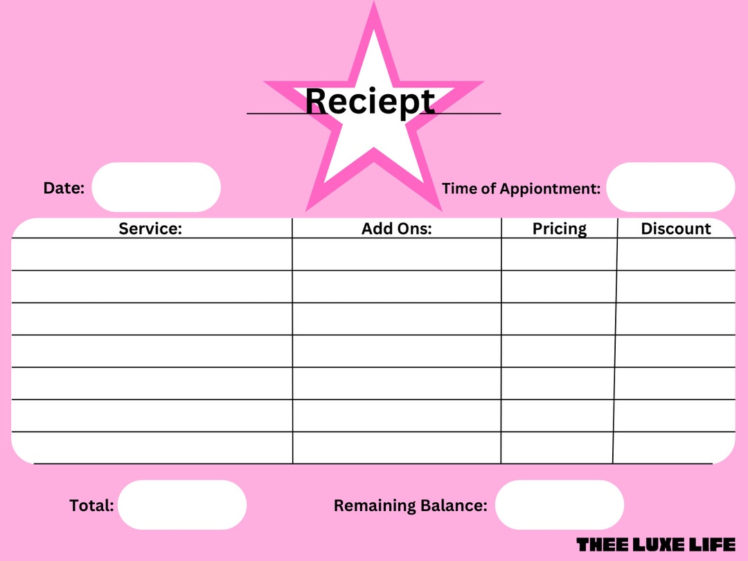 Pink Star Receipts - Etsy