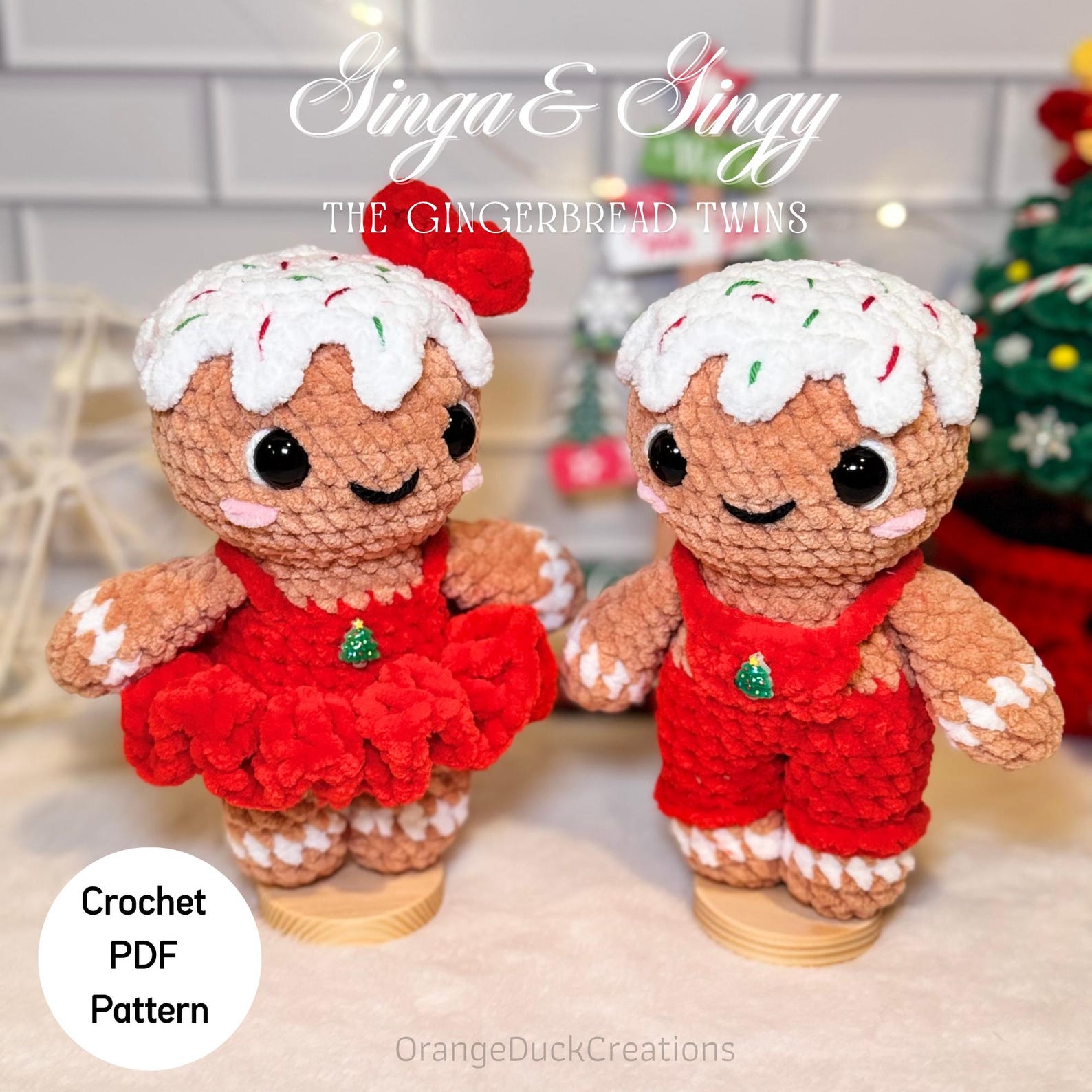 Gingerbread Twins Crochet Pattern, Ginga & Gingy (PDF Pattern) - Etsy