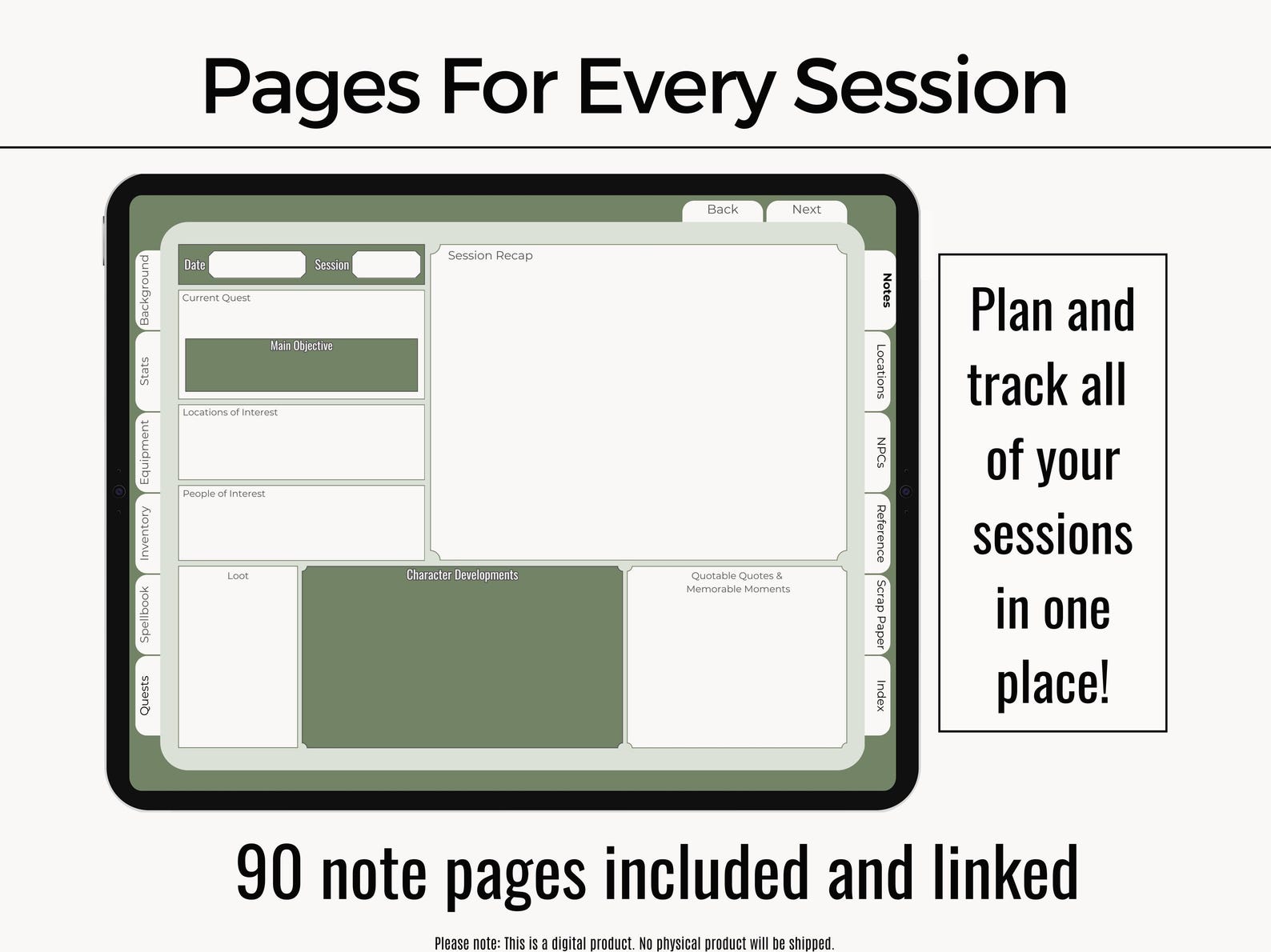 Digital Dnd Player Journal | Goodnotes Green Dungeons and Dragons ...