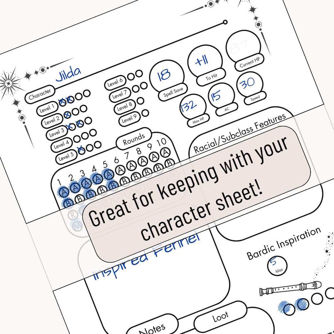Dnd Combat Trackers Spellcaster Edition Sorcerer, Druid, Bards, and ...