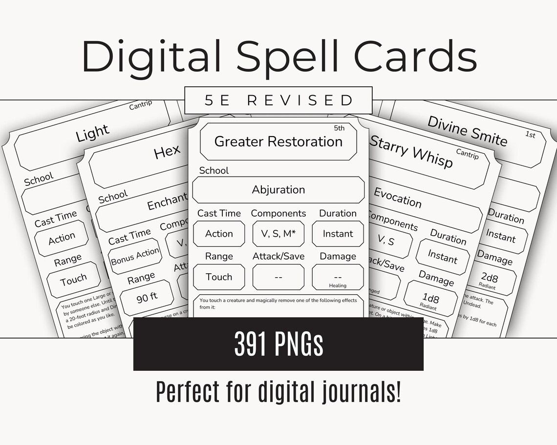 5e Revised 2024 Digital Spell Cards for Dungeons and Dragons | for Dnd ...