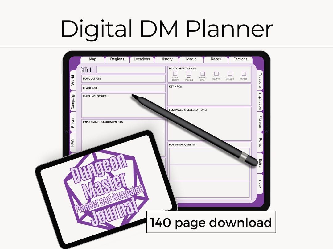 Dungeon Master Journal | Fully Hyper-linked Digital Journal | 140 Pages ...