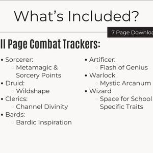 Dnd Combat Trackers Spellcaster Edition Sorcerer, Druid, Bards, Clerics ...