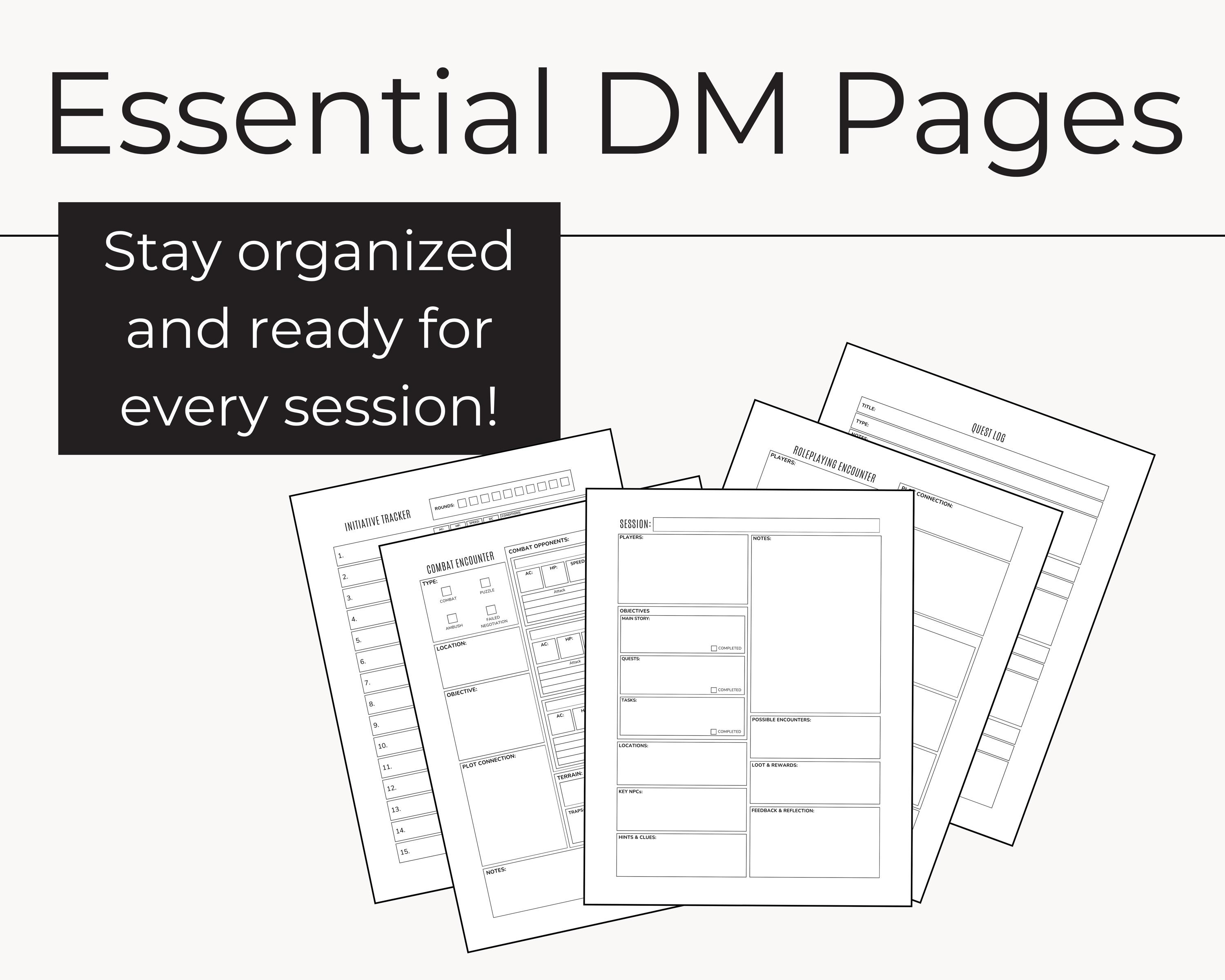 Printable DM Journal & Planner Pages | 55 Pages | World Building Tools ...