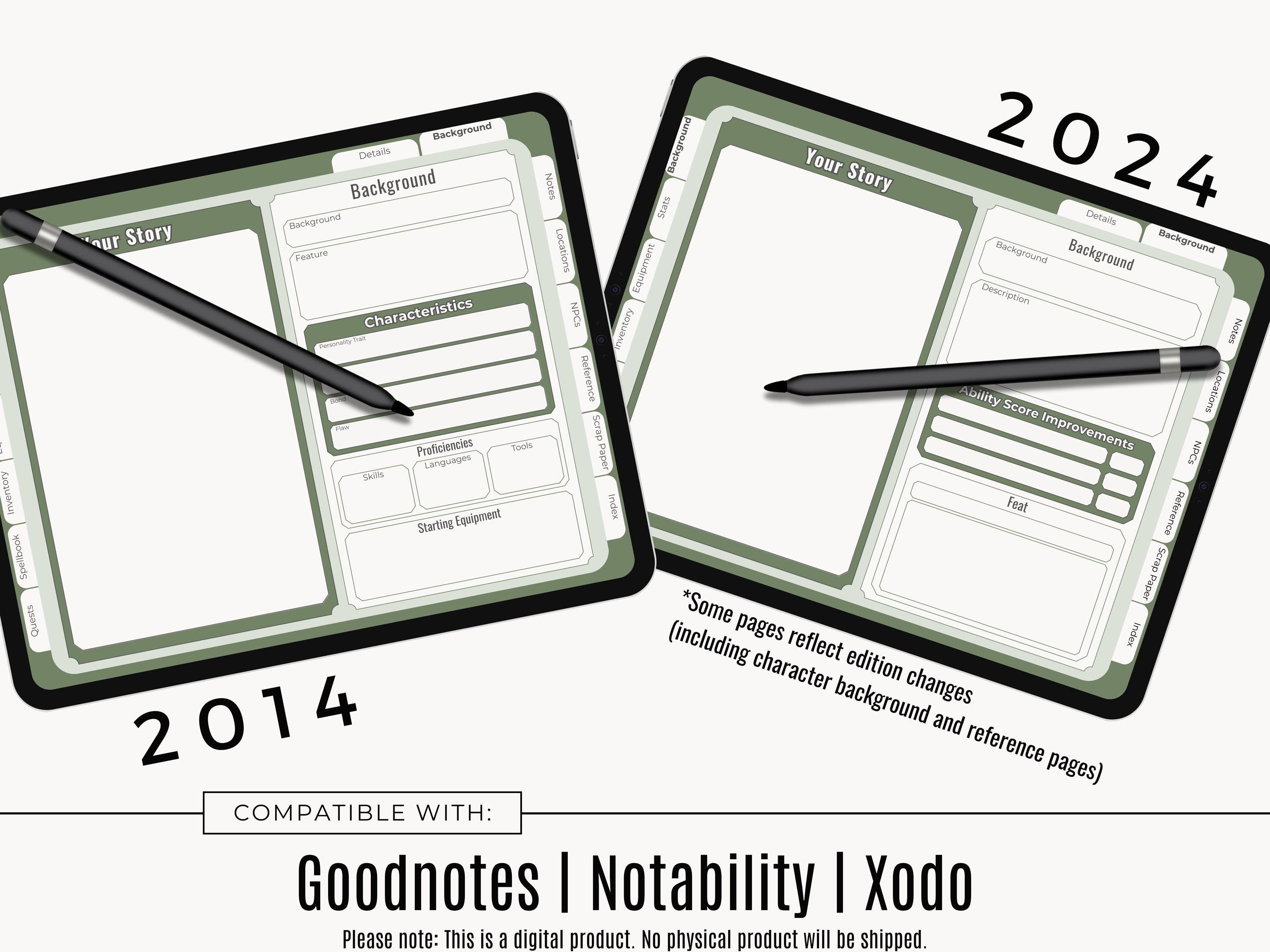 Digital Dnd Player Journal | Goodnotes Green Dungeons and Dragons ...