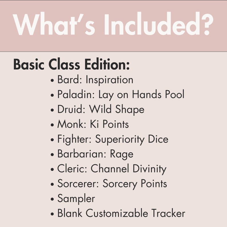 Dnd Character Sheet Add-on Basic Class Tracker for Dungeons and Dragons ...