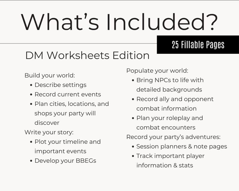 Dnd Campaign Planner Worksheets | Organize Your Dungeons and Dragons ...