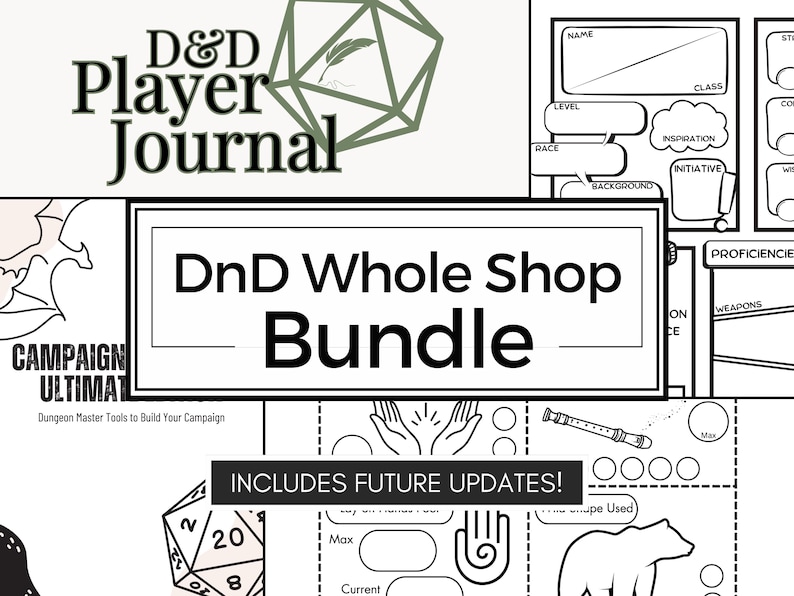 Dnd Whole Shop Bundle Includes Future Updates Character Sheets Player ...
