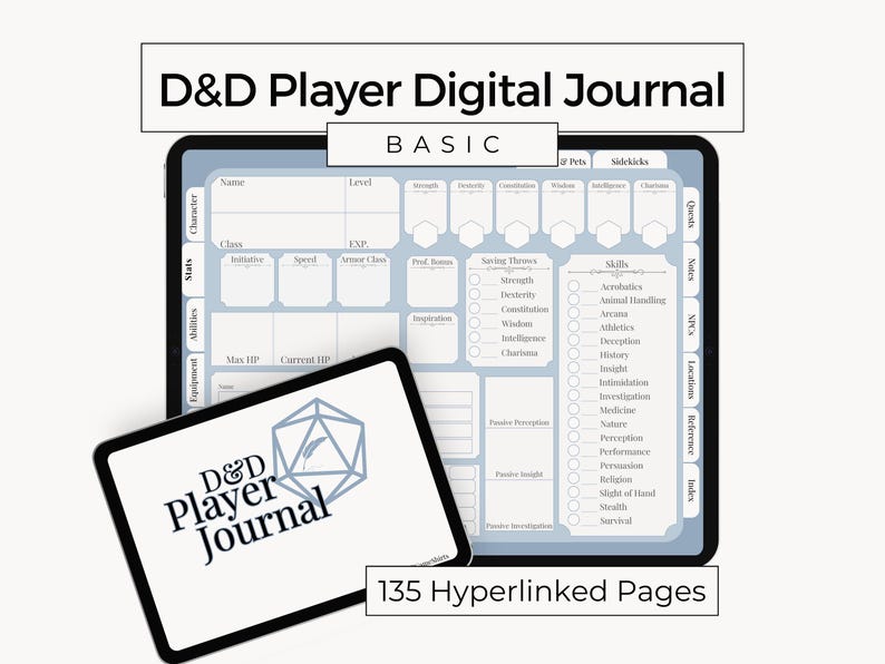 Digital Dnd Player Journal | Goodnotes Blue Dungeons and Dragons ...