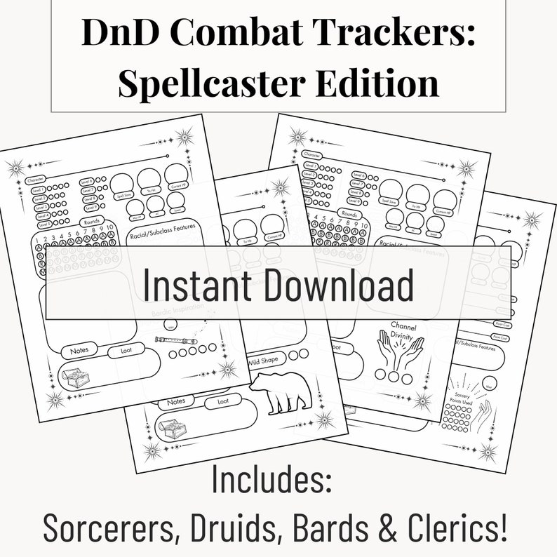Dnd Combat Trackers Spellcaster Edition Sorcerer, Druid, Bards, and ...