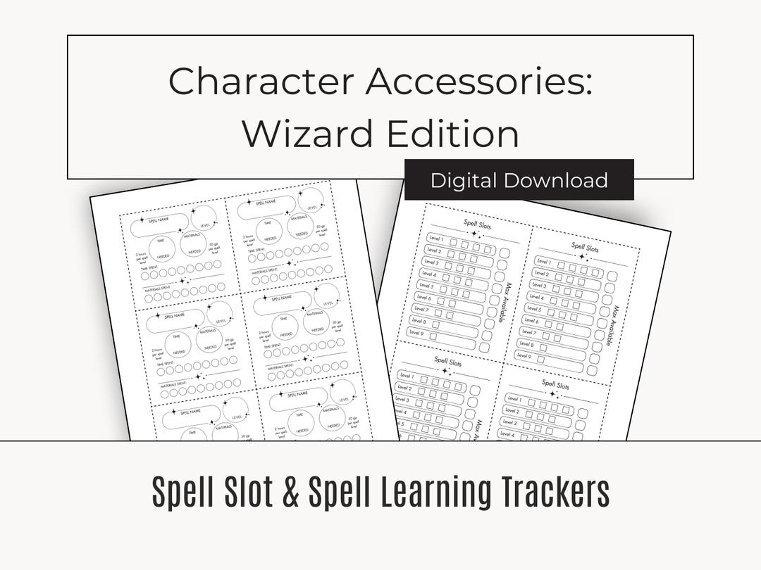 Dnd Wizard Class Add-ons | Spell Slot and Spell Learning Trackers ...