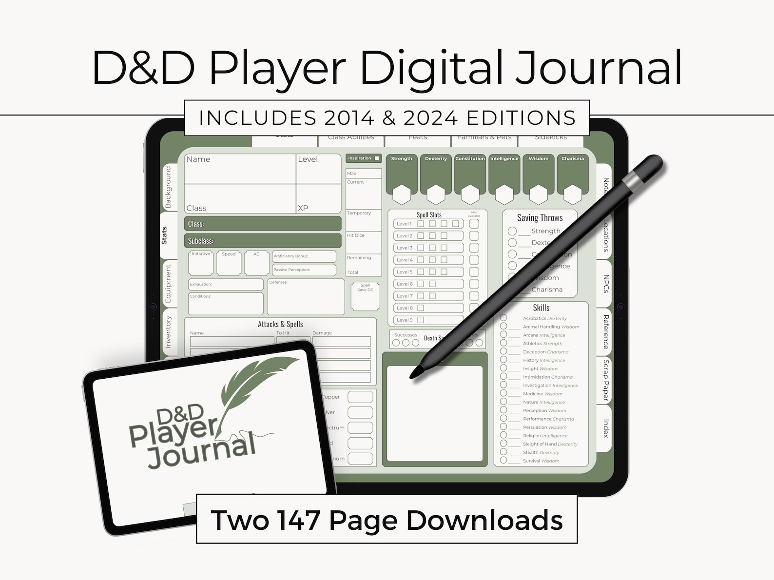 Digital Dnd Player Journal | Goodnotes Green Dungeons and Dragons ...