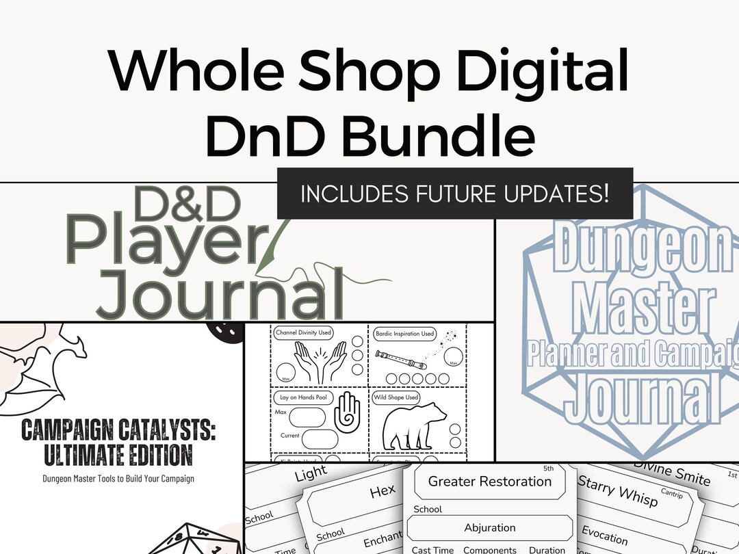 Dnd Whole Shop Bundle | Includes Future Updates | Character Sheets ...