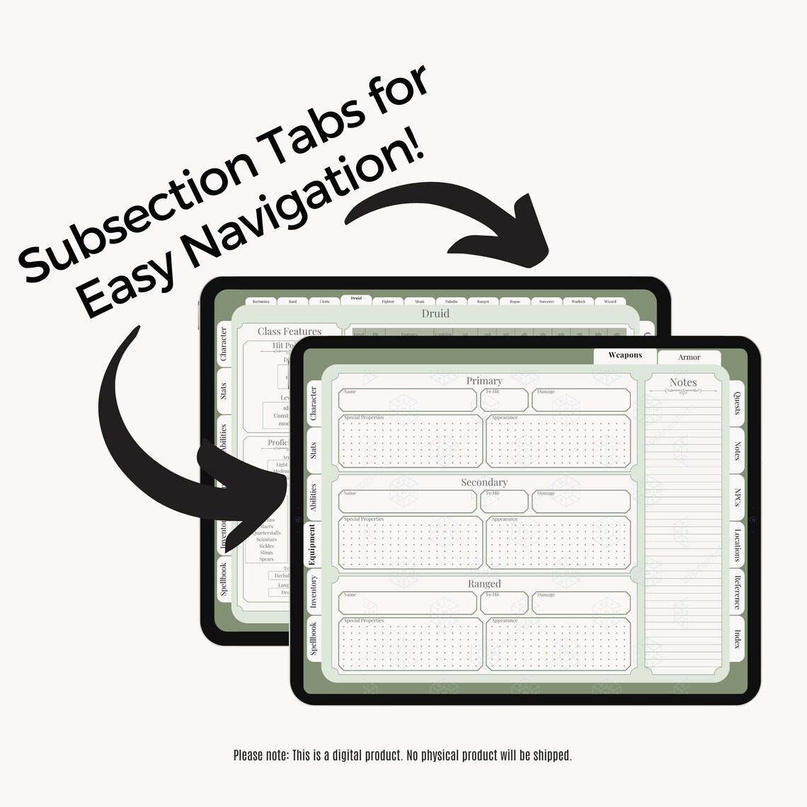 Digital Dnd Player Journal Goodnotes Green Dungeons and Dragons Journal ...