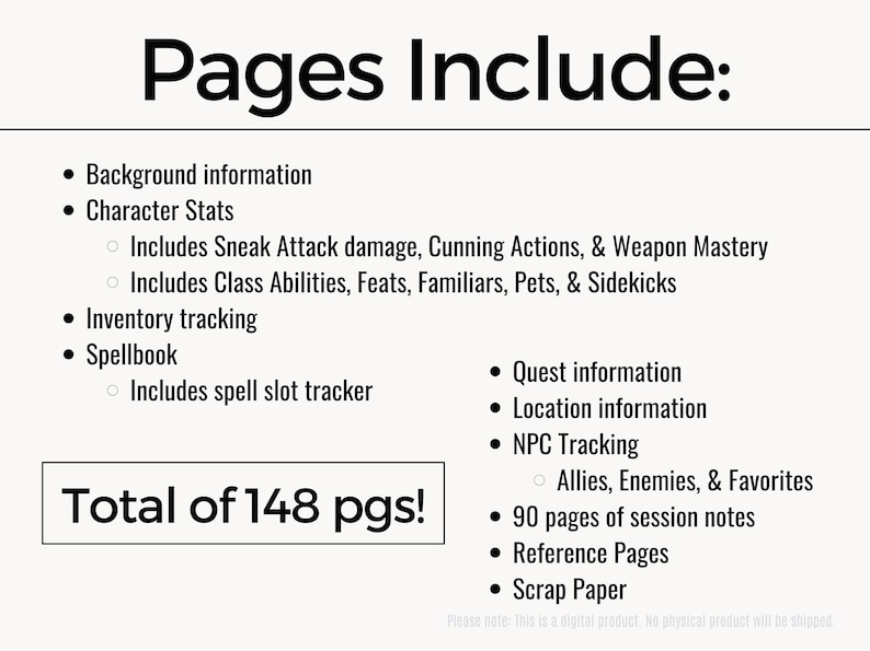 Digital Dnd Player Journal: Rogue | 5e Revised 2024 | 148 Pages | Stats ...
