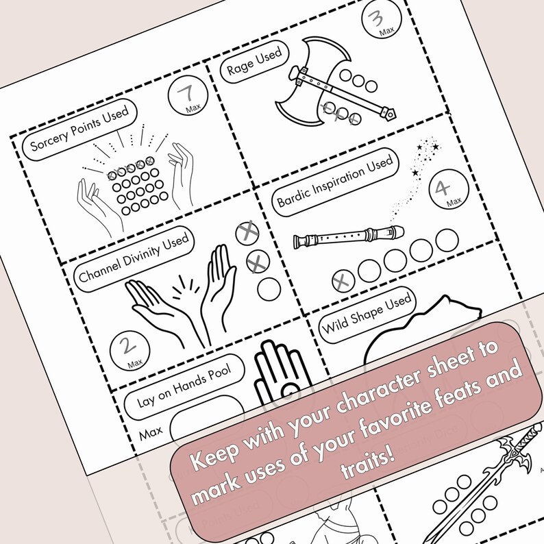 Dnd Character Sheet Add-on Basic Class Tracker for Dungeons and Dragons ...