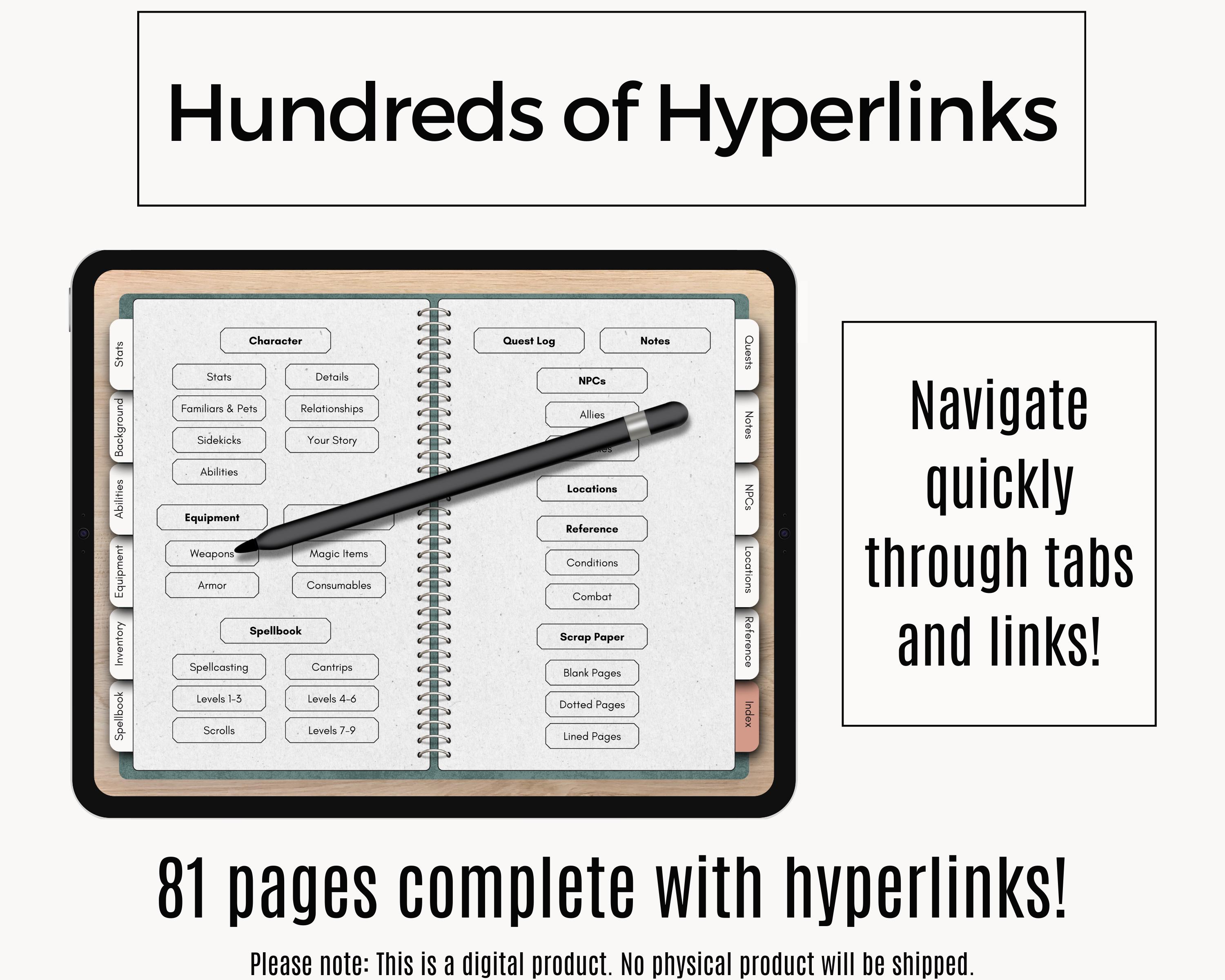 Dnd Hyperlinked Journal for Players | 81 Pages | Dungeons and Dragons ...