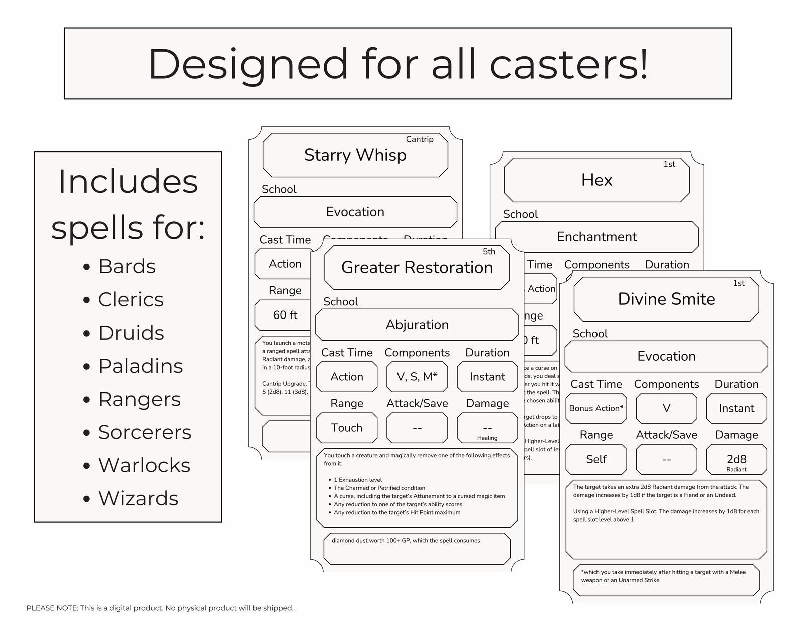 5e Revised 2024 Digital Spell Cards for Dungeons and Dragons | for Dnd ...