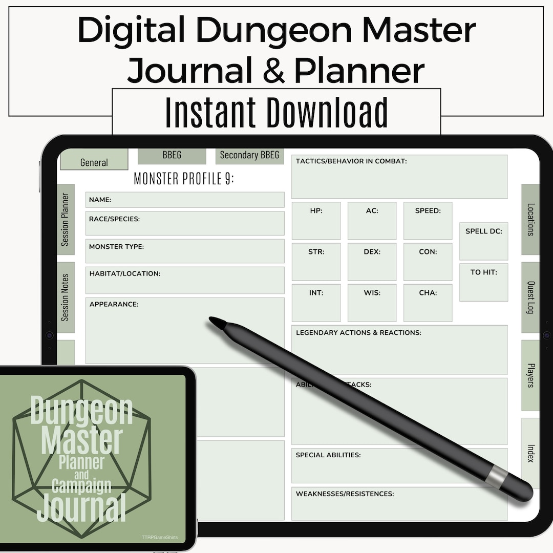 Digital Dnd Journal Dungeon Master Digital Journal for Dungeons and ...