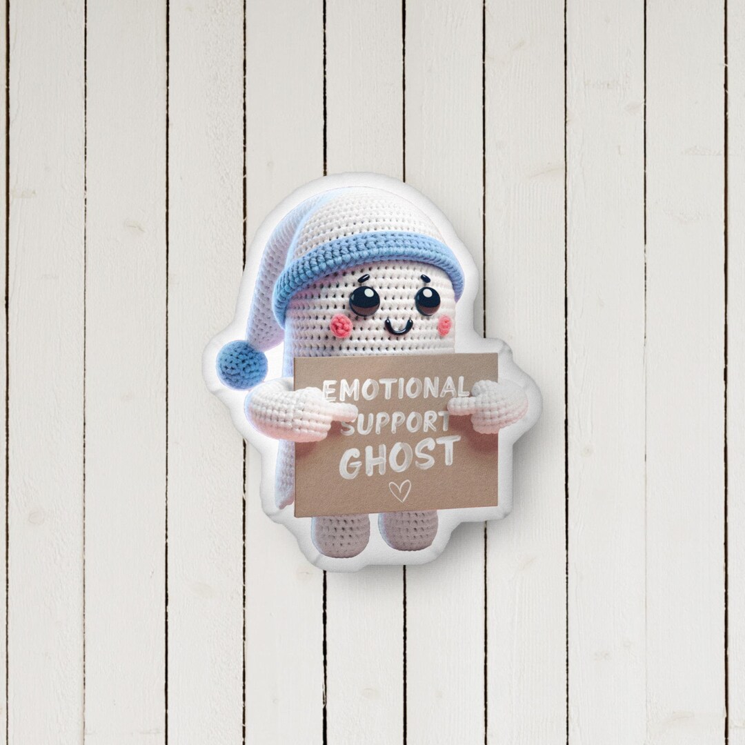 Emotional Support Plush Ghost Pillow | Kawaii Crochet Style | Cute Stuffed Ghostie Pillow - Cute ...