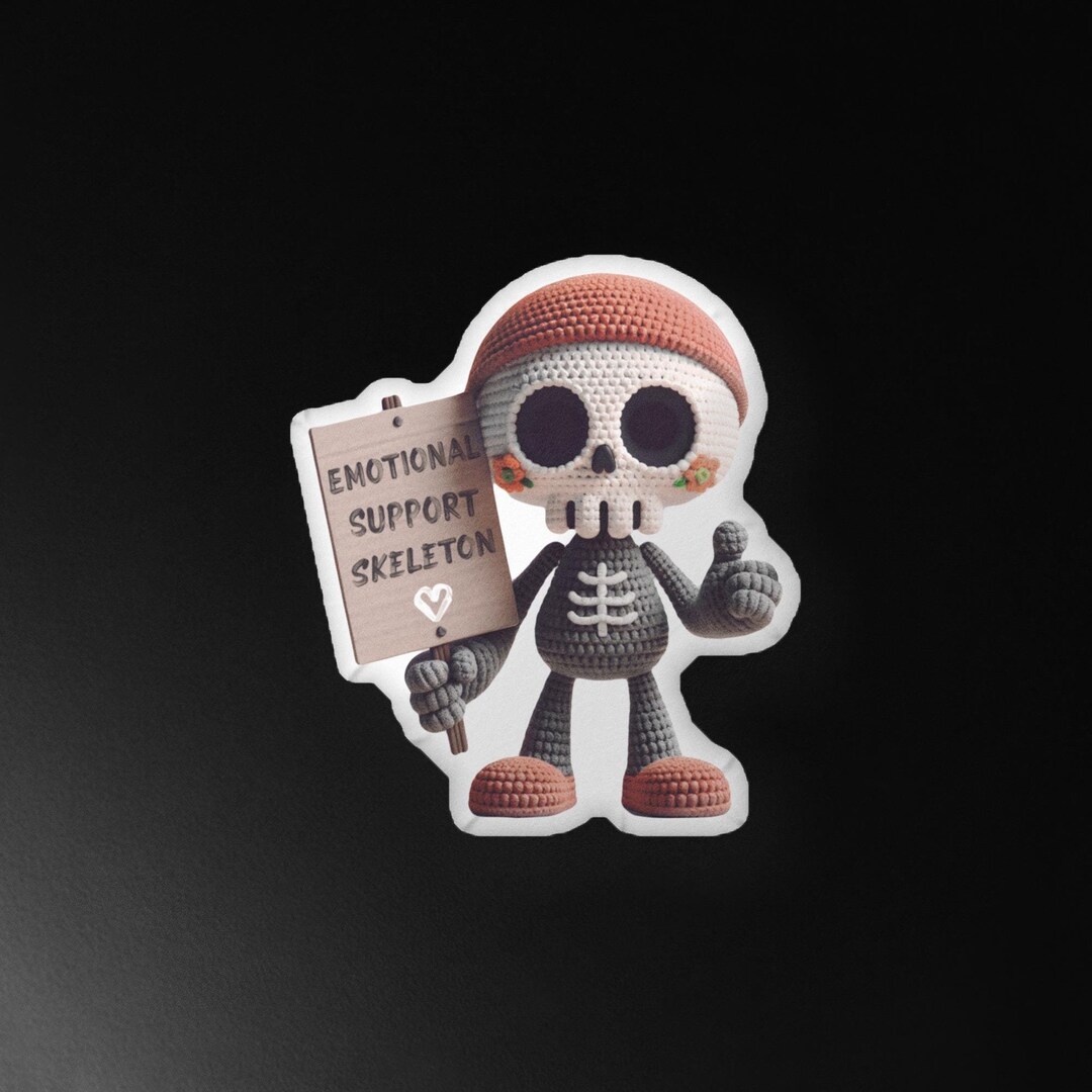 Emotional Support Plush | Skeleton Pillow | Kawaii Crochet Style | Cute ...