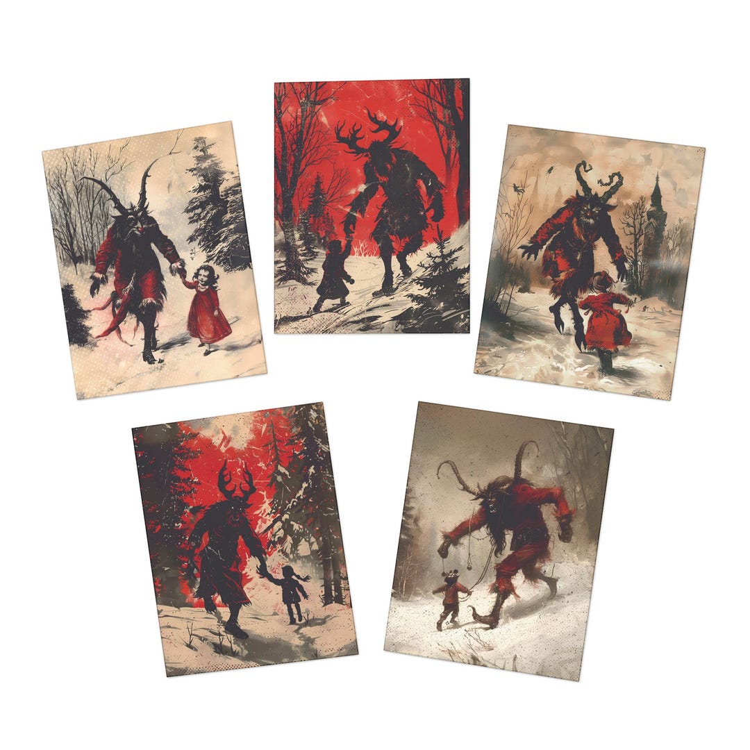 Christmas Krampus Greeting Cards 5-pack BLANK - Vintage Gothic Holiday ...
