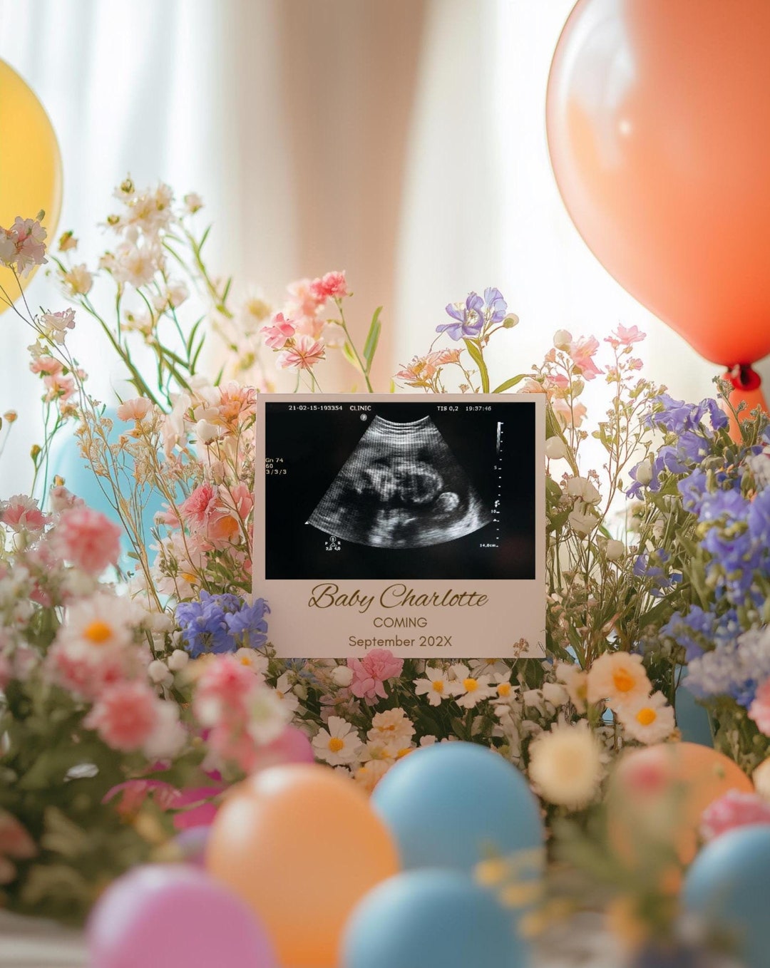 Wildflower Pregnancy Announcement Digital Summer Pregnancy Announcement ...
