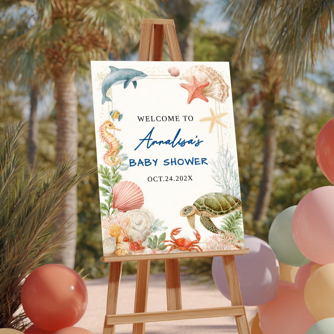 Editable Under the Sea Baby Shower Sign Ocean Baby Shower Welcome Sign ...