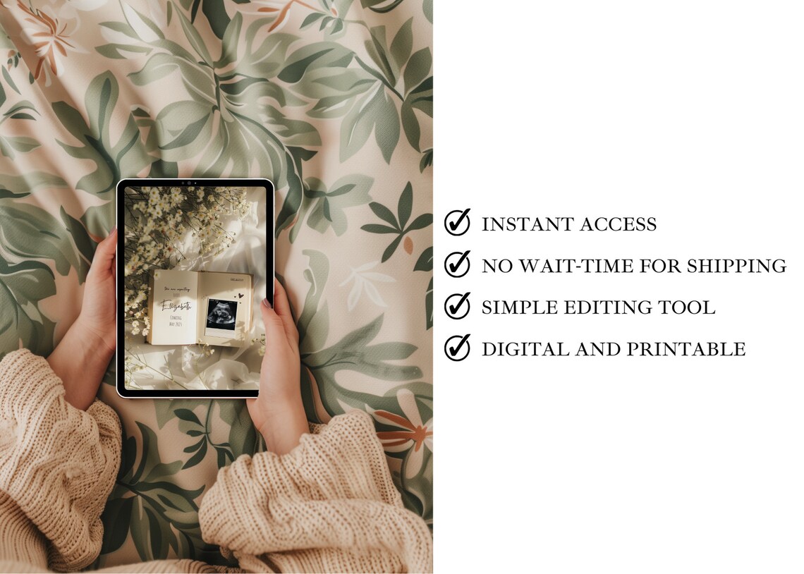 Book Reader Pregnancy Announcement Digital Gender Editable Pregnancy ...