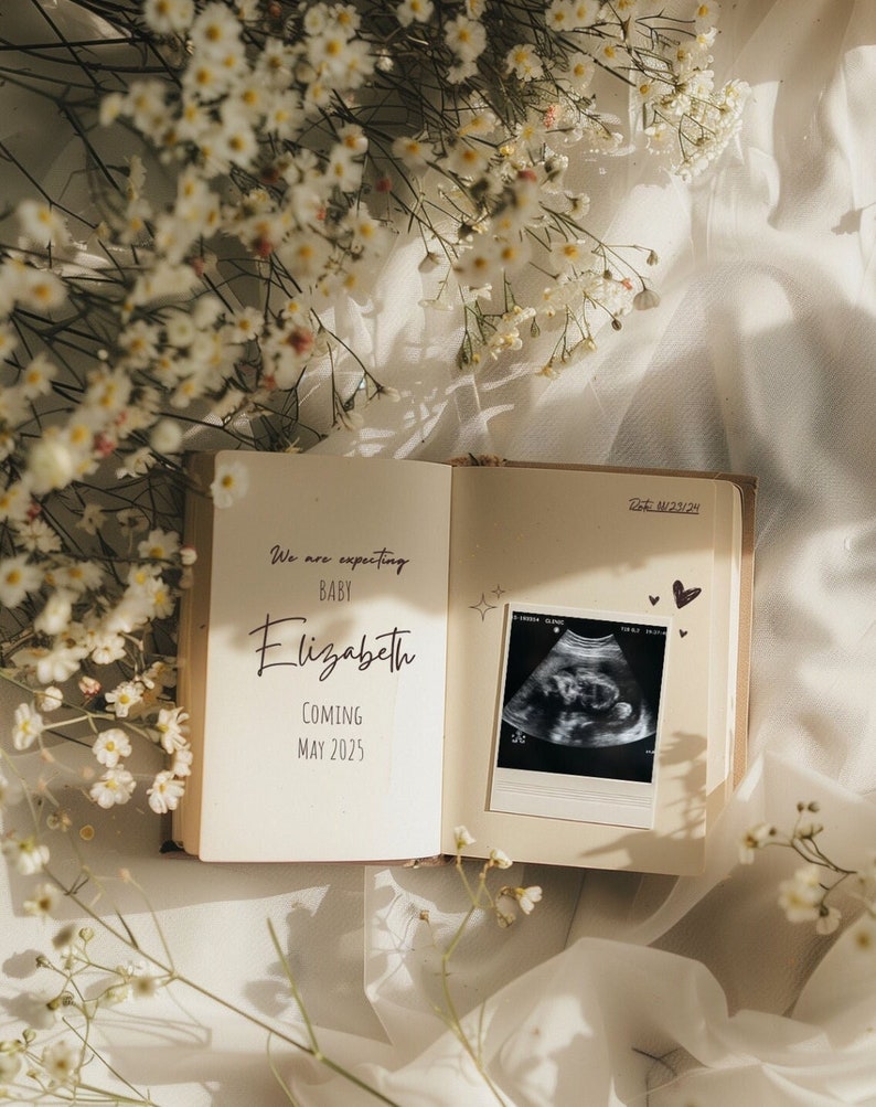 Book Reader Pregnancy Announcement Digital Gender Editable Pregnancy ...