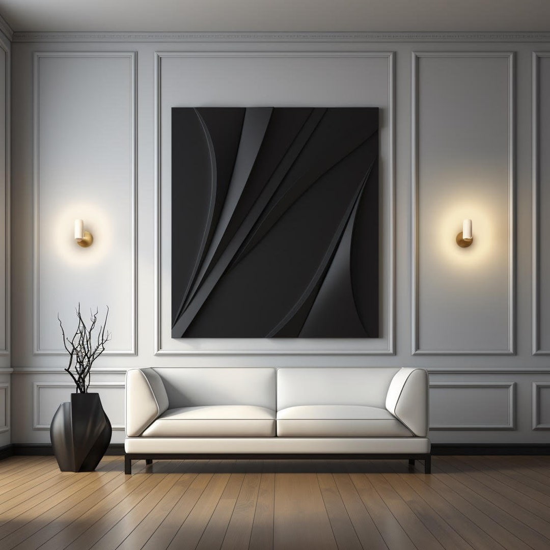 All Black Wall Hanging- Minimalist Home Decorative- 3d Vision Board - Etsy
